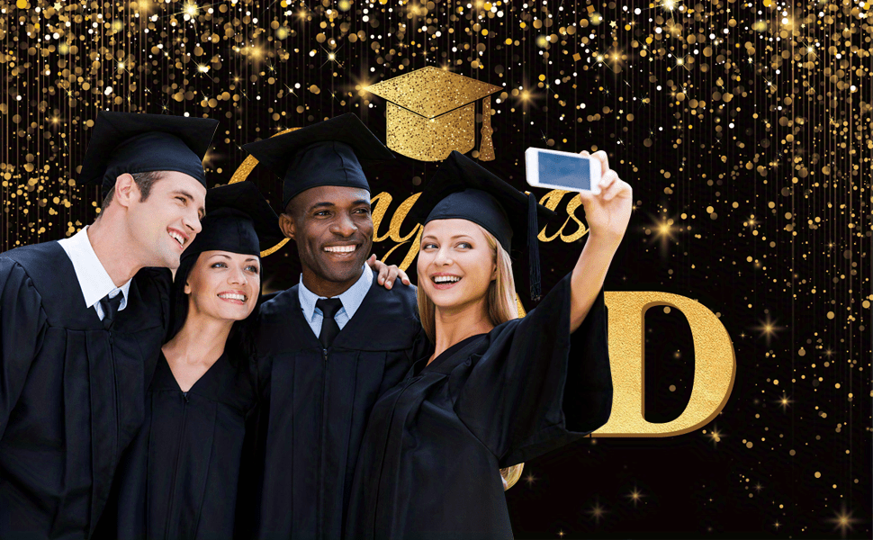 Class 2023 Backdrop Black Golden Glitter Graduation - Temu