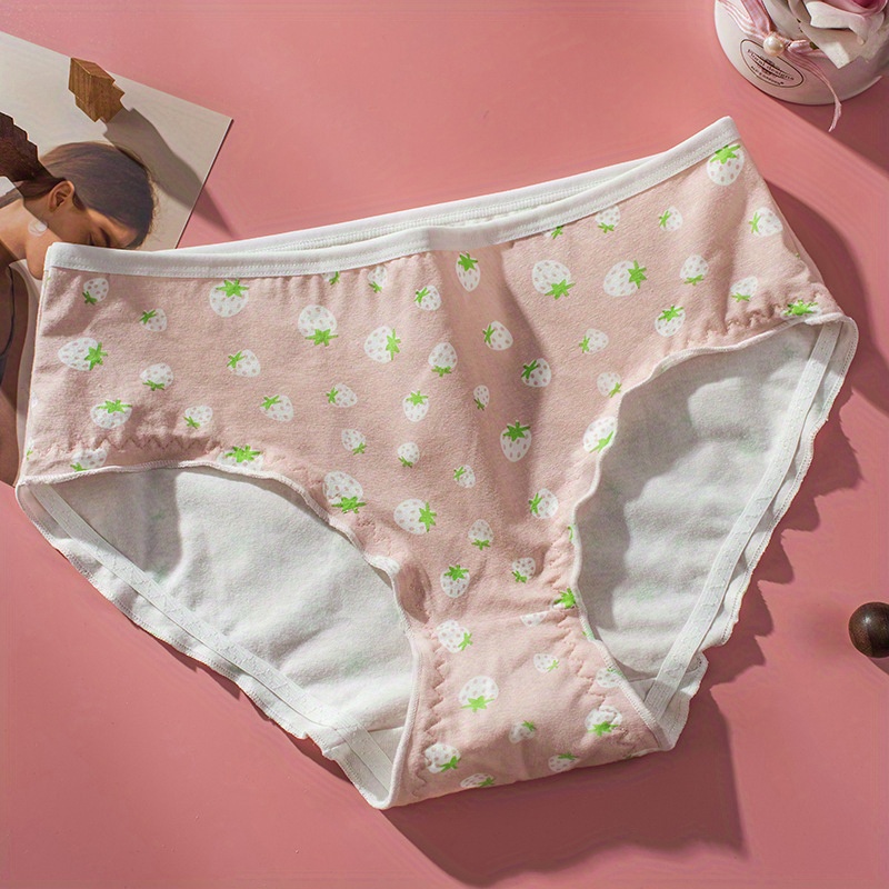 Cartoon Bunny Strawberry Pattern Briefs Comfy waist - Temu Australia