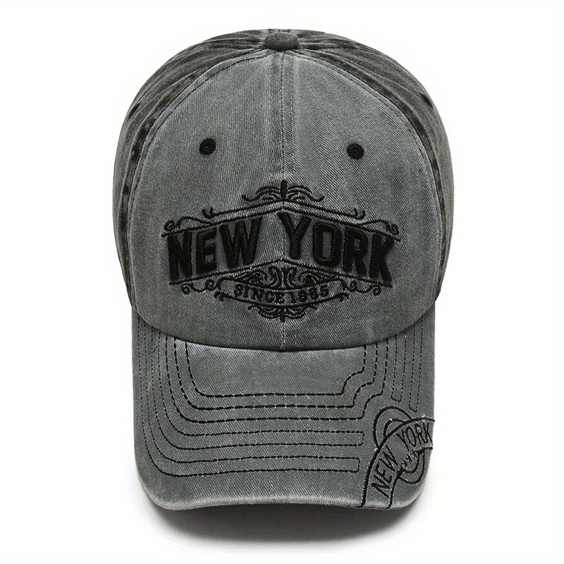 Men's Vintage "new York" Denim Washed Hat Assorted Colors - Temu United ...
