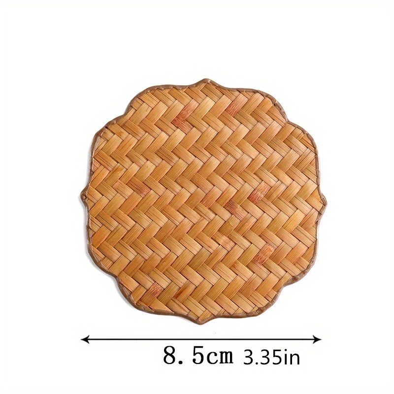 1pc Bamboo Woven Coaster, Tea Cup Holder, Kettle Heat Insulation Pad ...