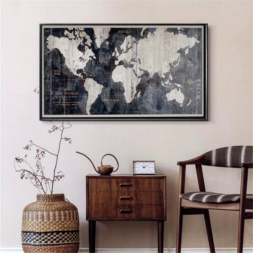 Hd Print Vintage World Map Art Painting Old Retro Medieval - Temu