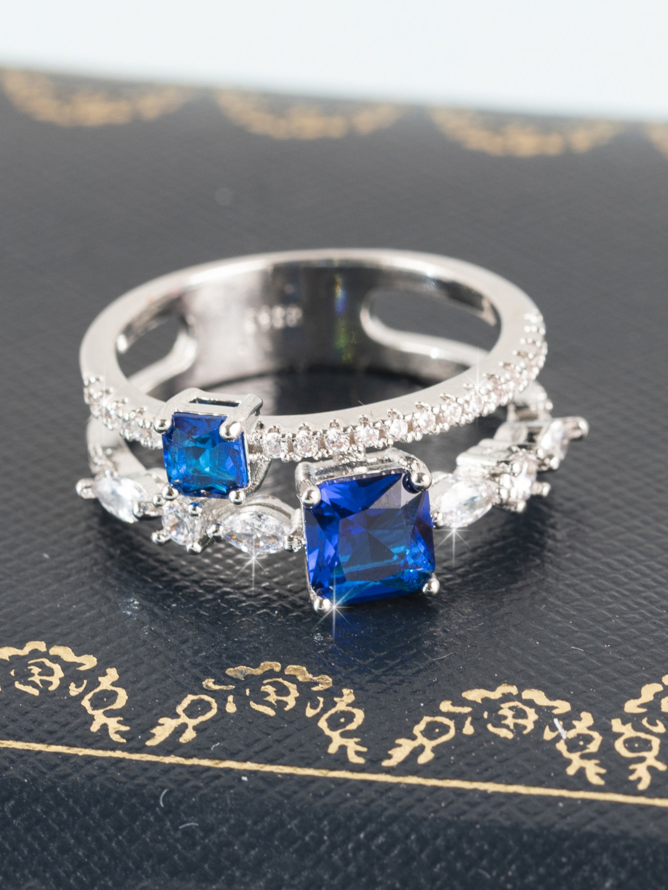 Inlaid Shiny Zircon Promise Ring Cz Square Cut Anniversary - Temu New ...