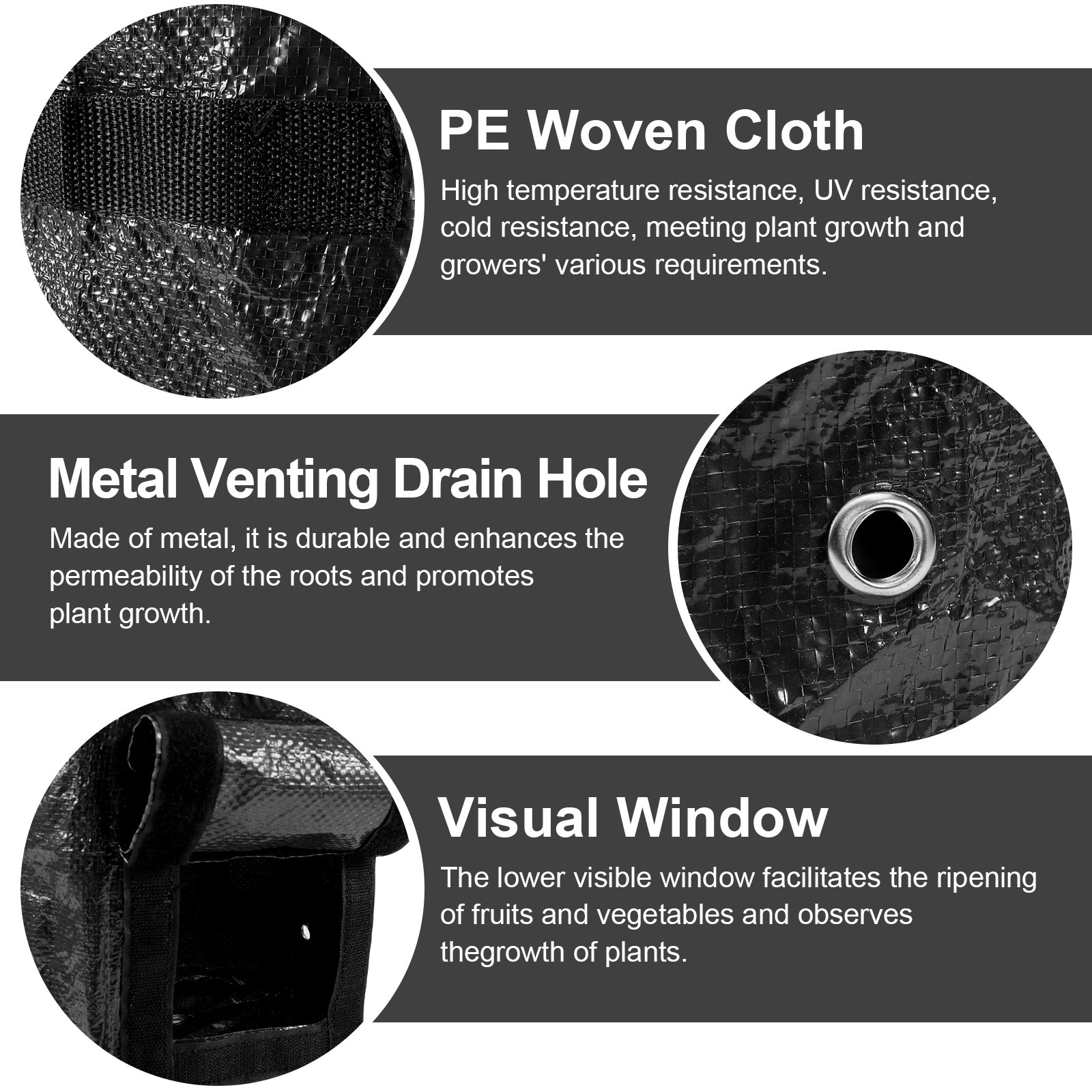 1pc grow bags planter bags pe pots with handles and flap garden bags ...