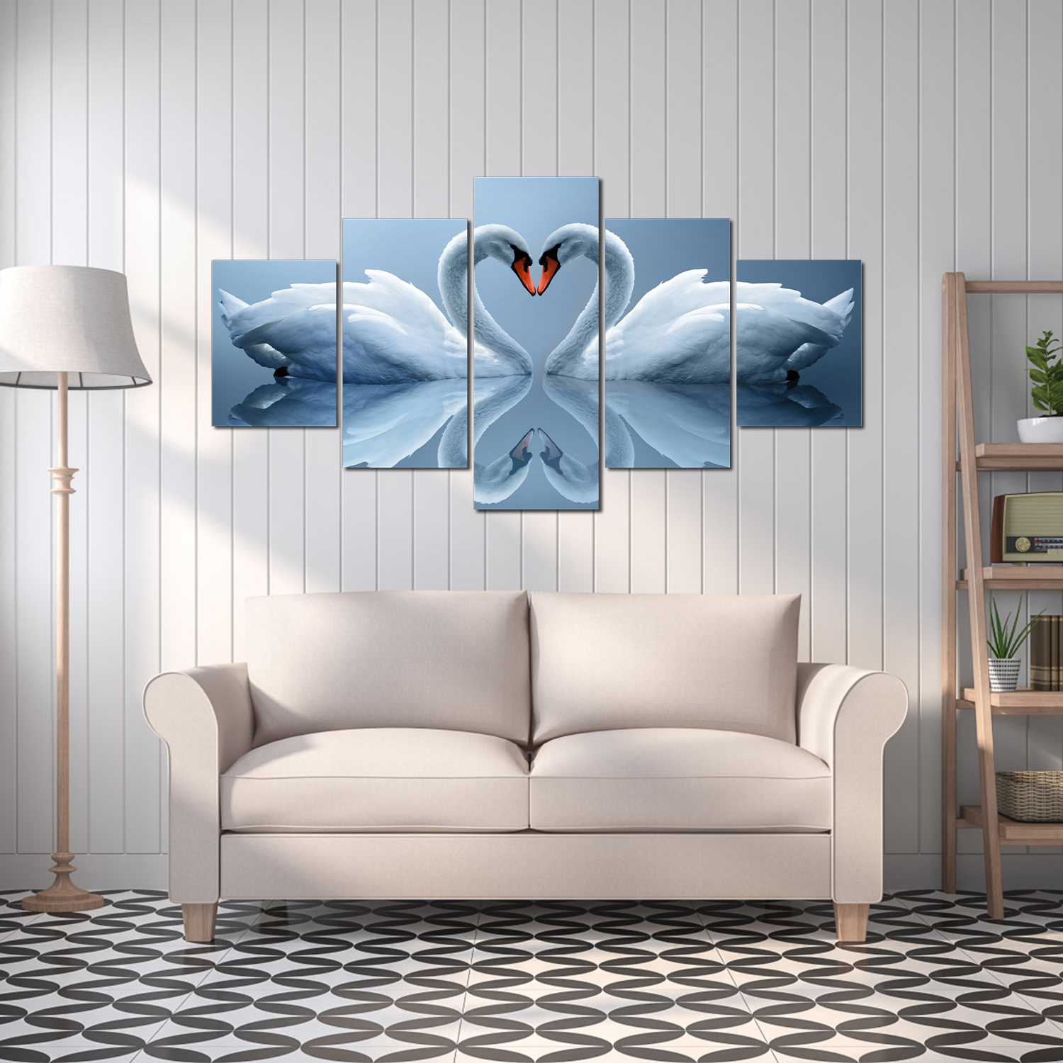 5pcs Set Canvas Paintings Swan Wall Art Decor For Living Room Wall ...