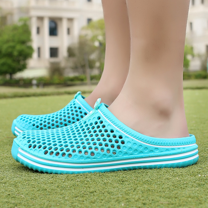 Round Toe Beach Slippers Closed Casual Holes Slides Non Slip - Temu ...