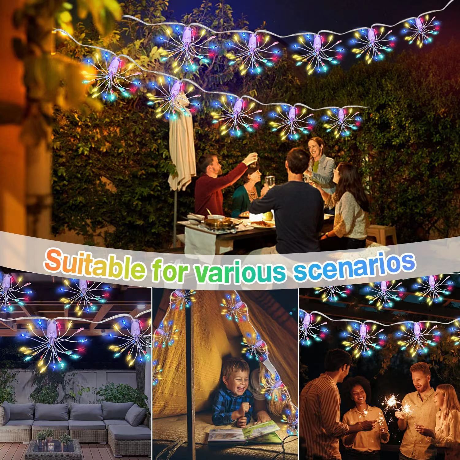 100leds Solar Starburst Firework Twinkle Lights Waterproof - Temu ...