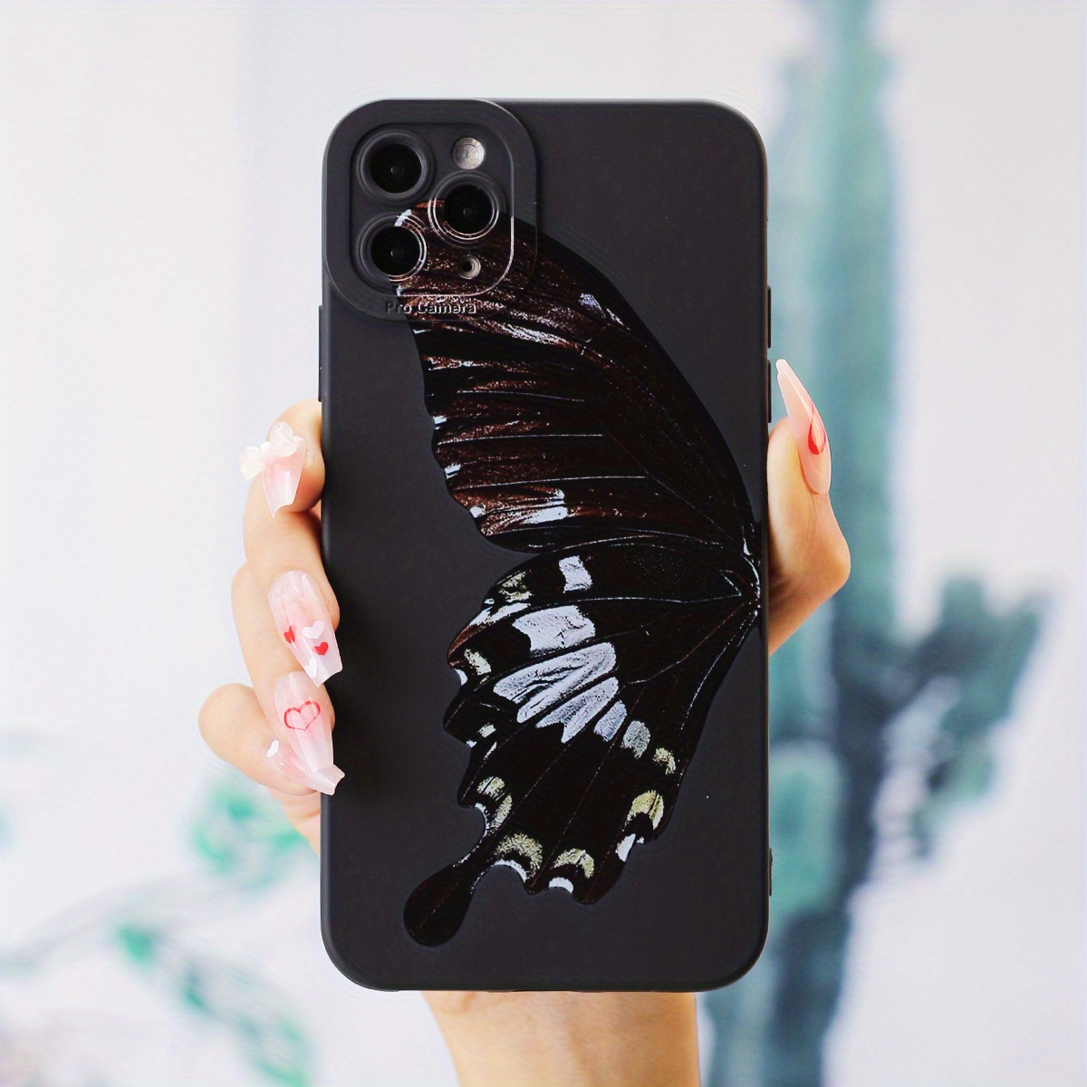 1pc Black Gothic Style Stylish Butterfly Pattern Camera Lens Protecion ...