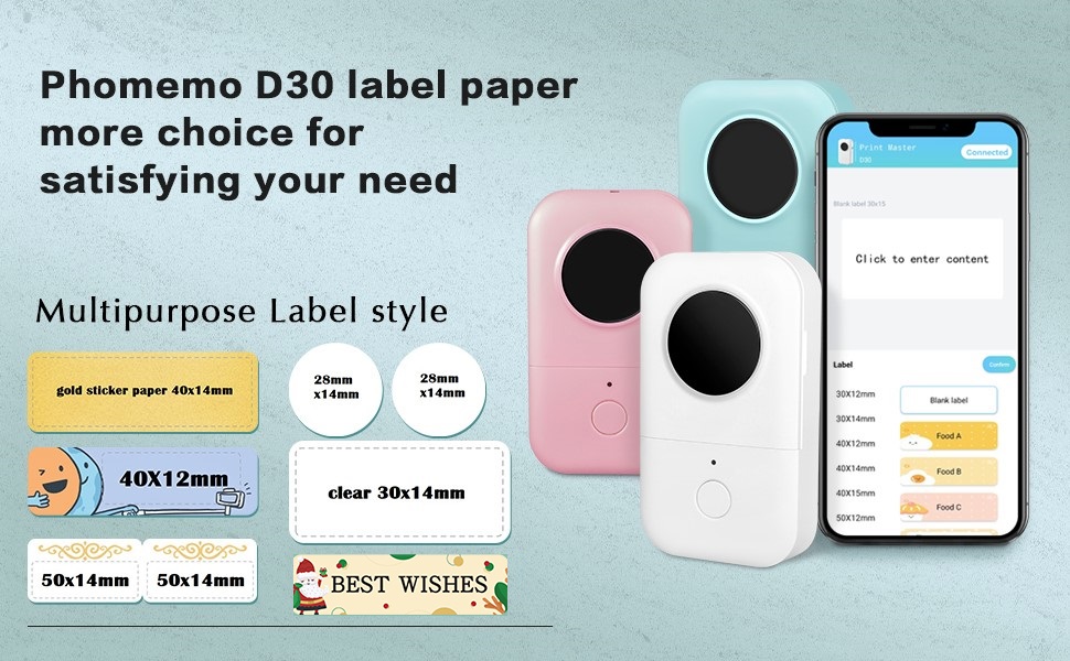 3 Rolls D30 Labels 14x40 Glitter Square Label Sticker Paper For D30 ...