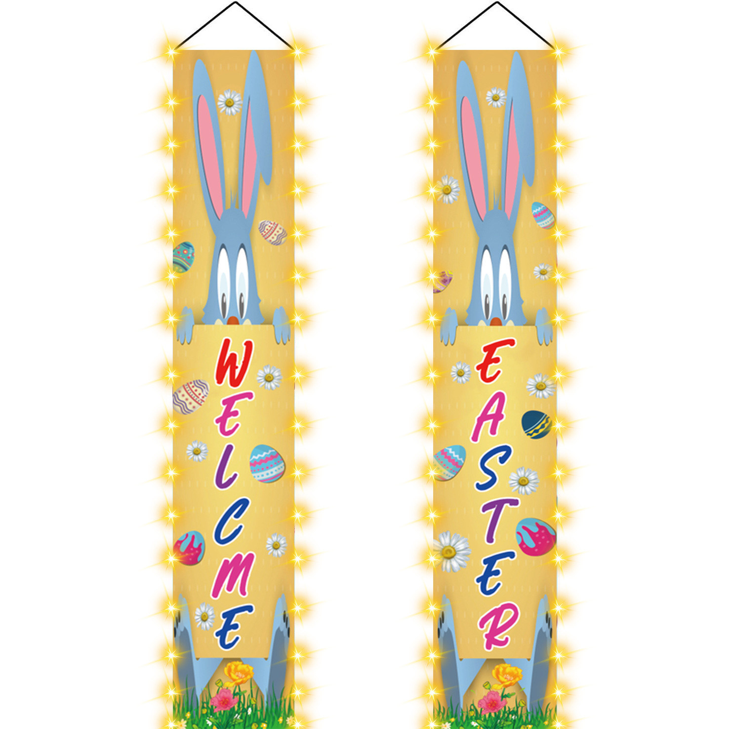 easter hanging flag couplet rabbit egg door curtain outdoor - Temu ...