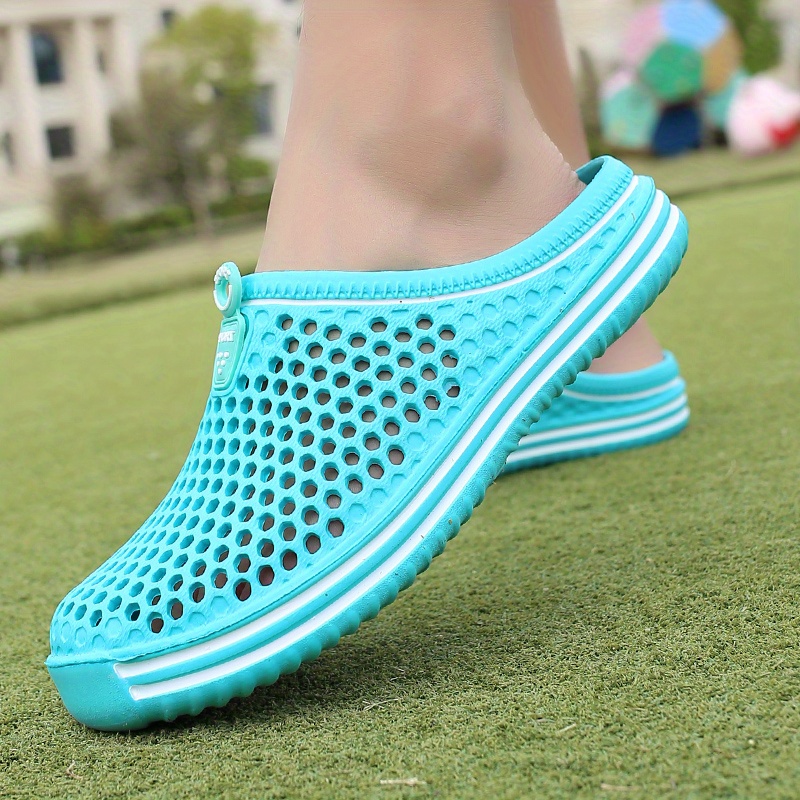 Round Toe Beach Slippers Closed Casual Holes Slides Non Slip - Temu ...