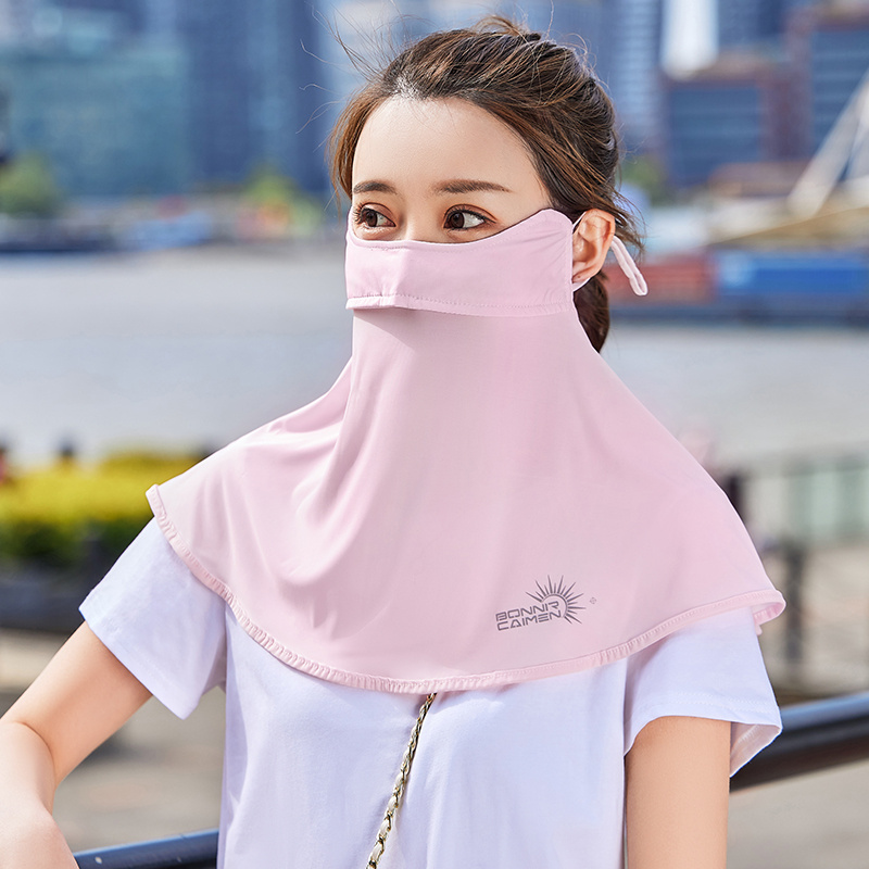 Sunscreen Ice Cool Scarf With Ear Hook Breathable Mask Summer Solid ...
