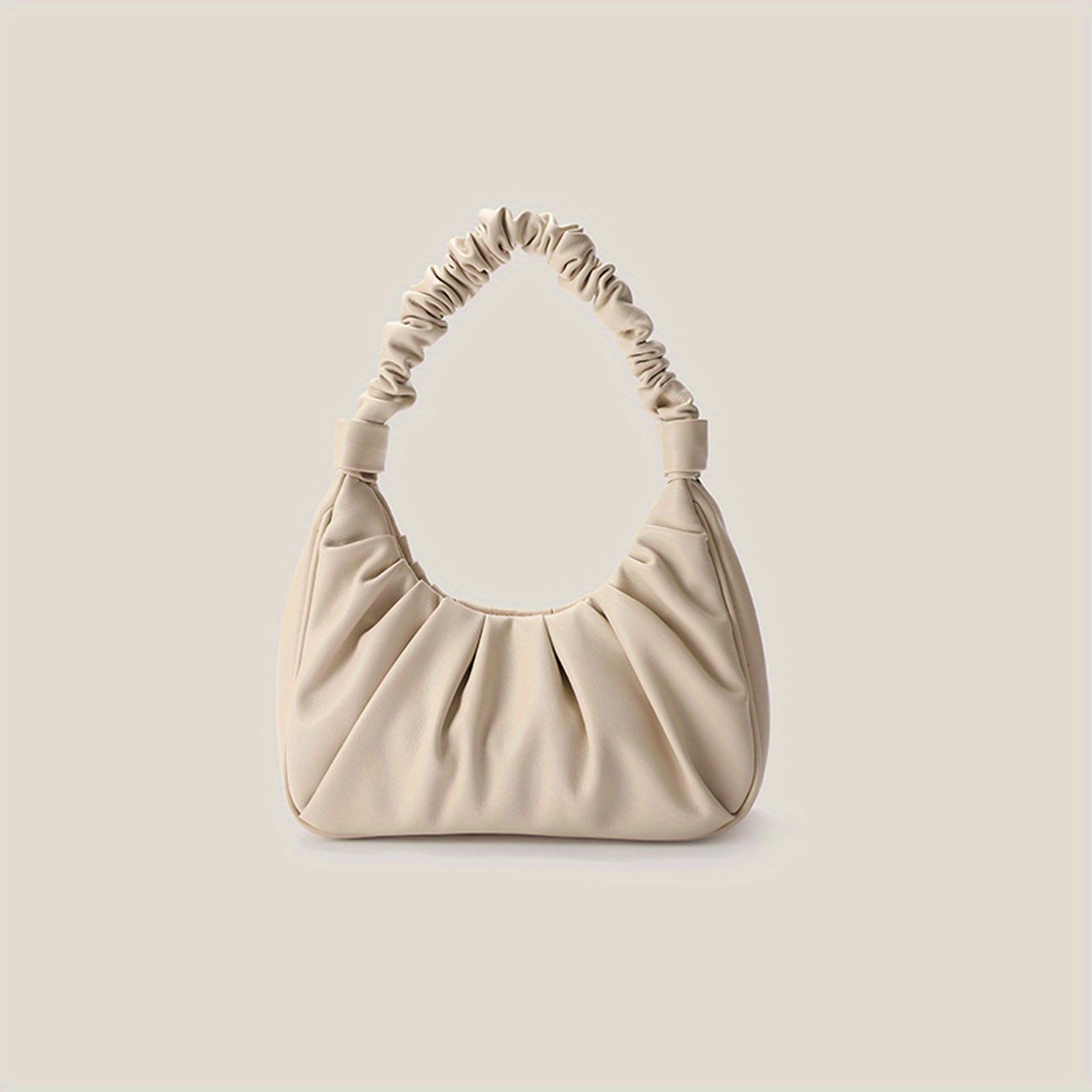 Minimalist Ruched Handbag, Solid Color Underarm Purse, Women's Soft ...