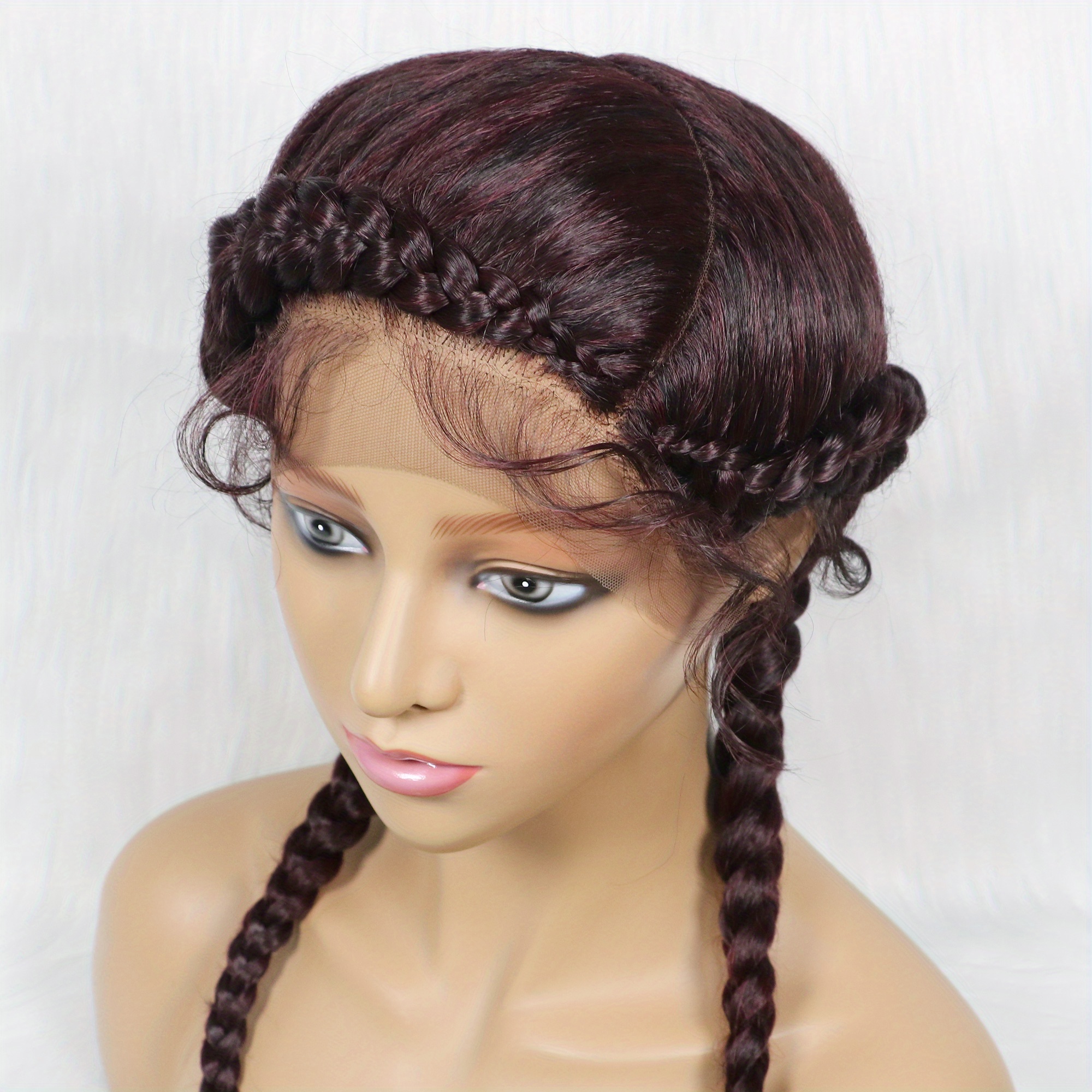 Lace Front Braided Wig Braid Cornrow Ponytail - Temu Canada
