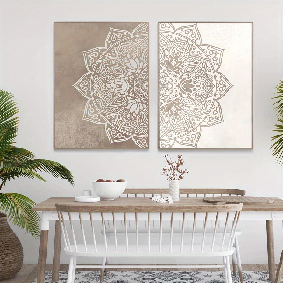 2pcs Set Frameless Nordic Style Pictures Mandala Pattern Canvas ...