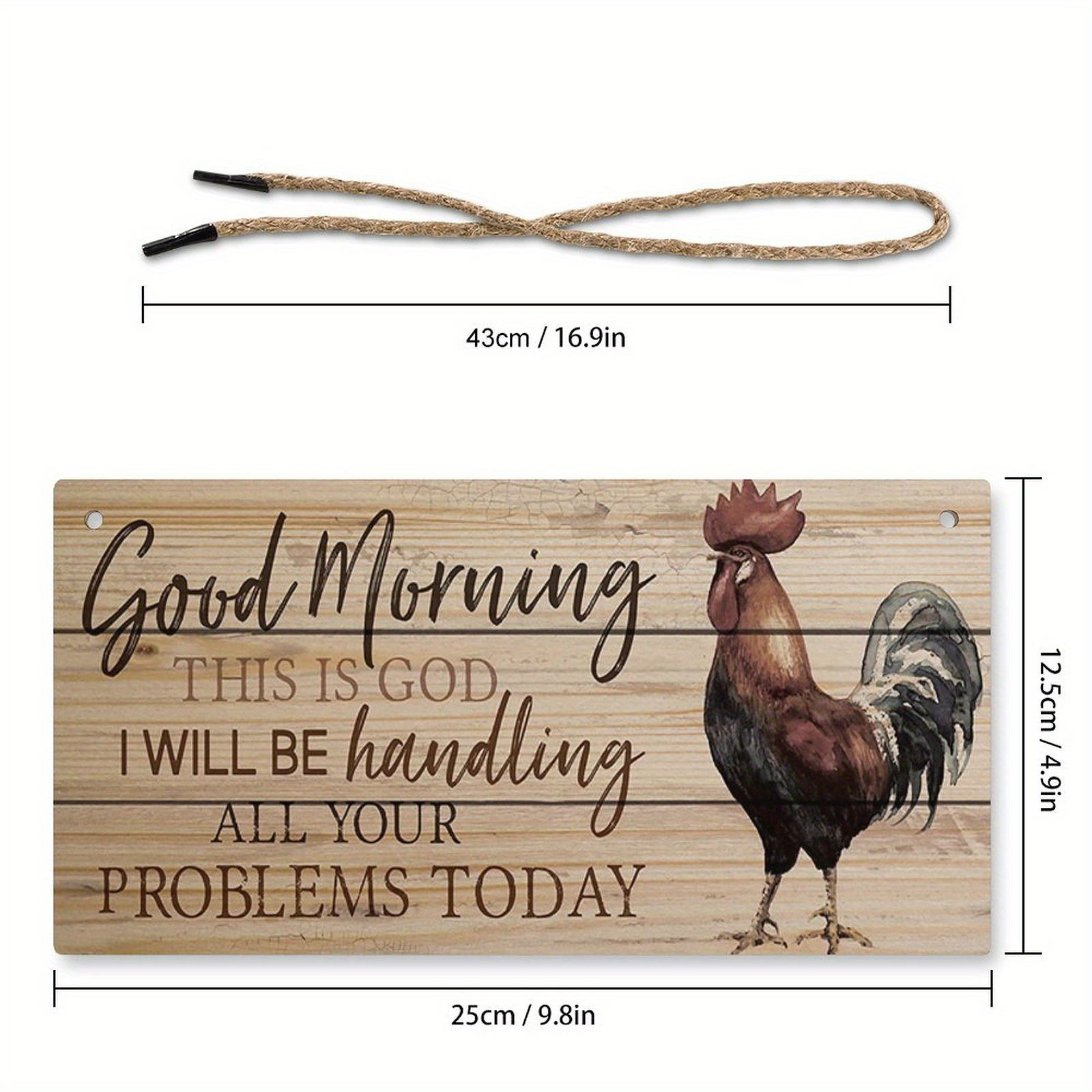1pc Wooden Hanging Plate Dunn Good Morning This Is God Rooster 4 9x9 8 ...