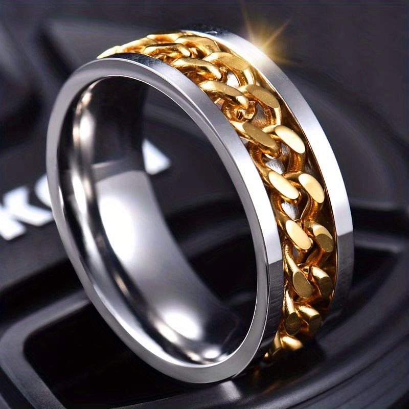 Fashion Multi Color Stainless Steel Rings Men's Chain - Temu United Kingdom