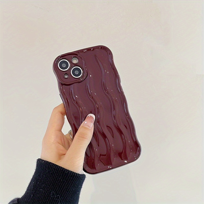 pleated wave electroplating silvery phone case 14 13 - Temu United Kingdom