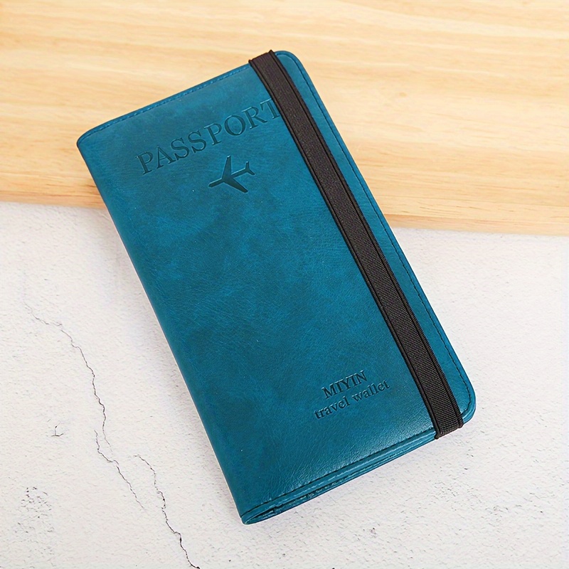 Pu Leather Rfid Passport Cover Travel Card Holder Wallet - Temu Australia