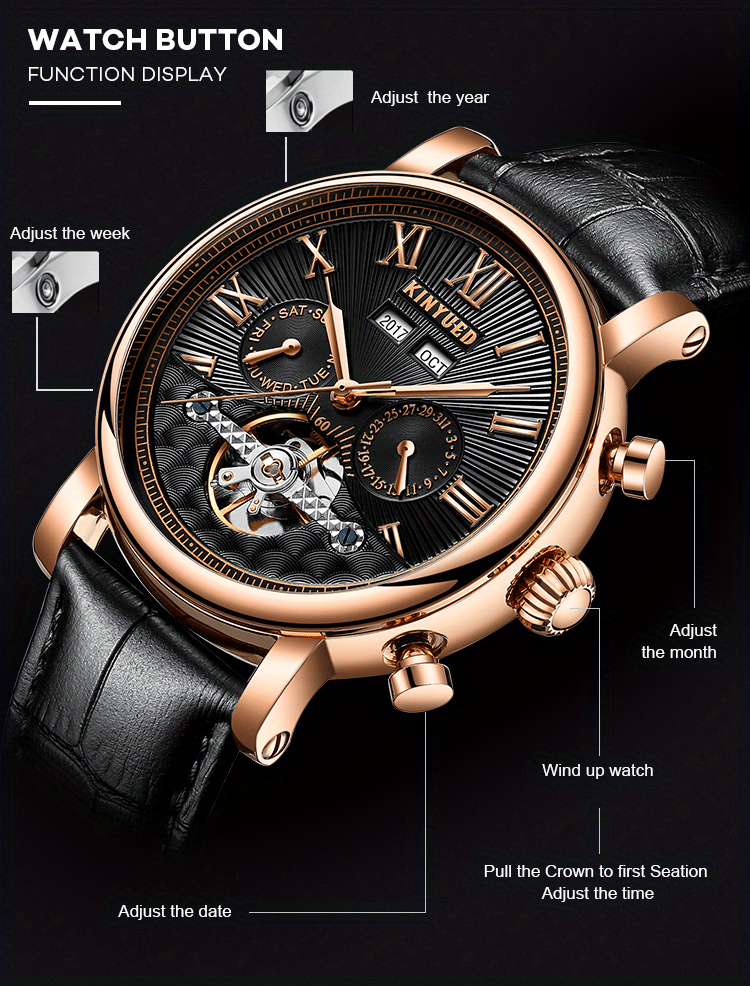 Mens Gentlemans Watch Watch Mens Automatic Hollow Tourbillon Mechanical ...