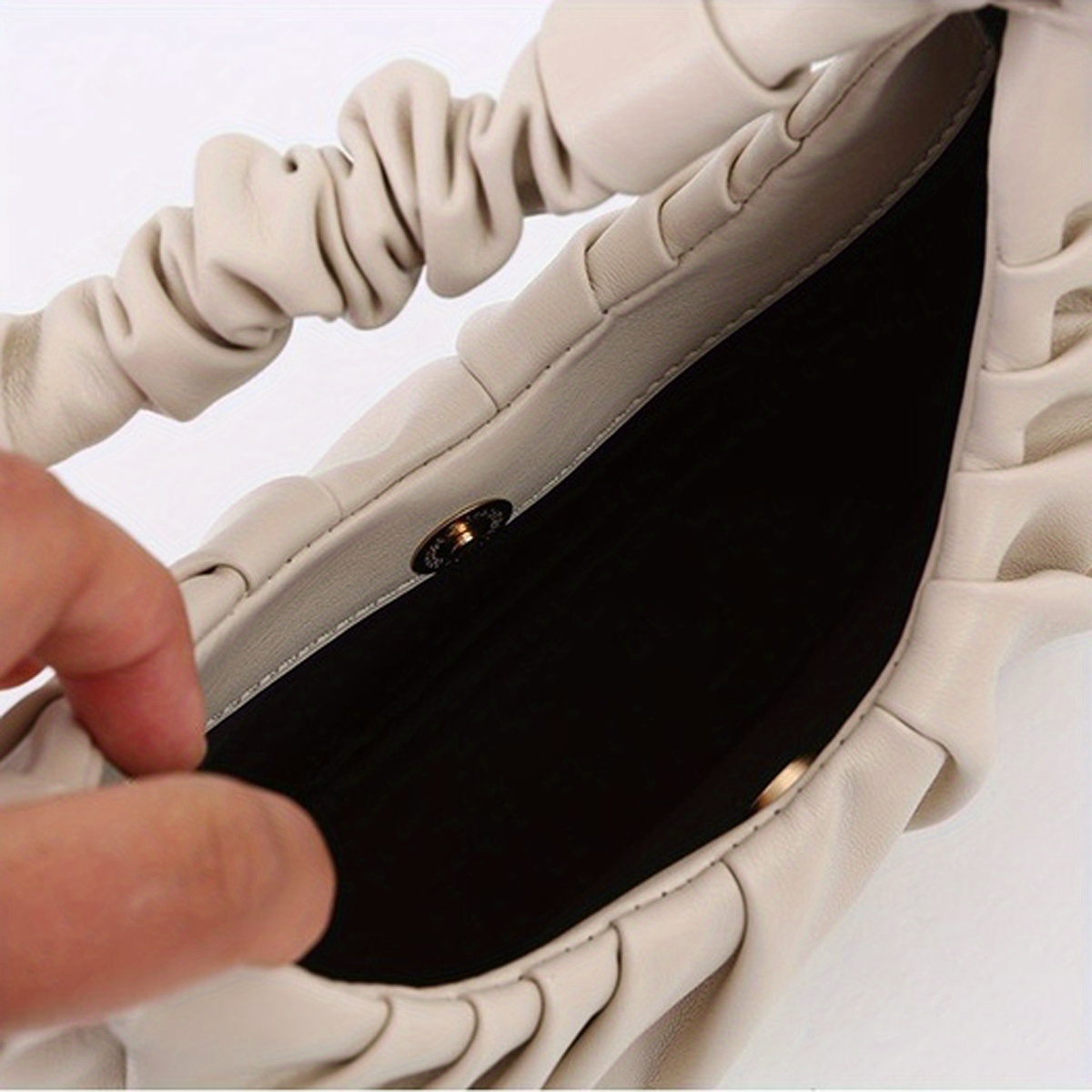 Minimalist Ruched Handbag, Solid Color Underarm Purse, Women's Soft ...