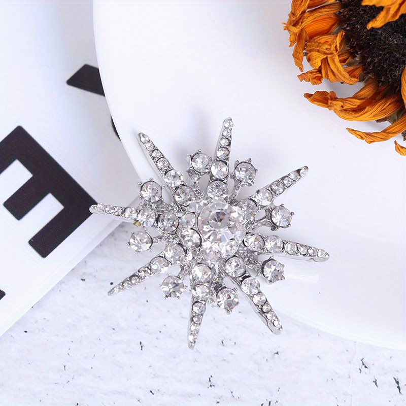 Rhinestone Snowflake Brooches Pins Corsage Scarf Clips Safety Pin Women ...