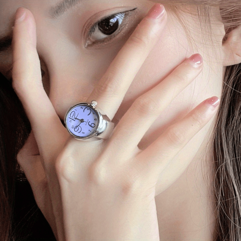Mini Finger Ring Watch Punk Vintage Steel Elastic Round - Temu Australia