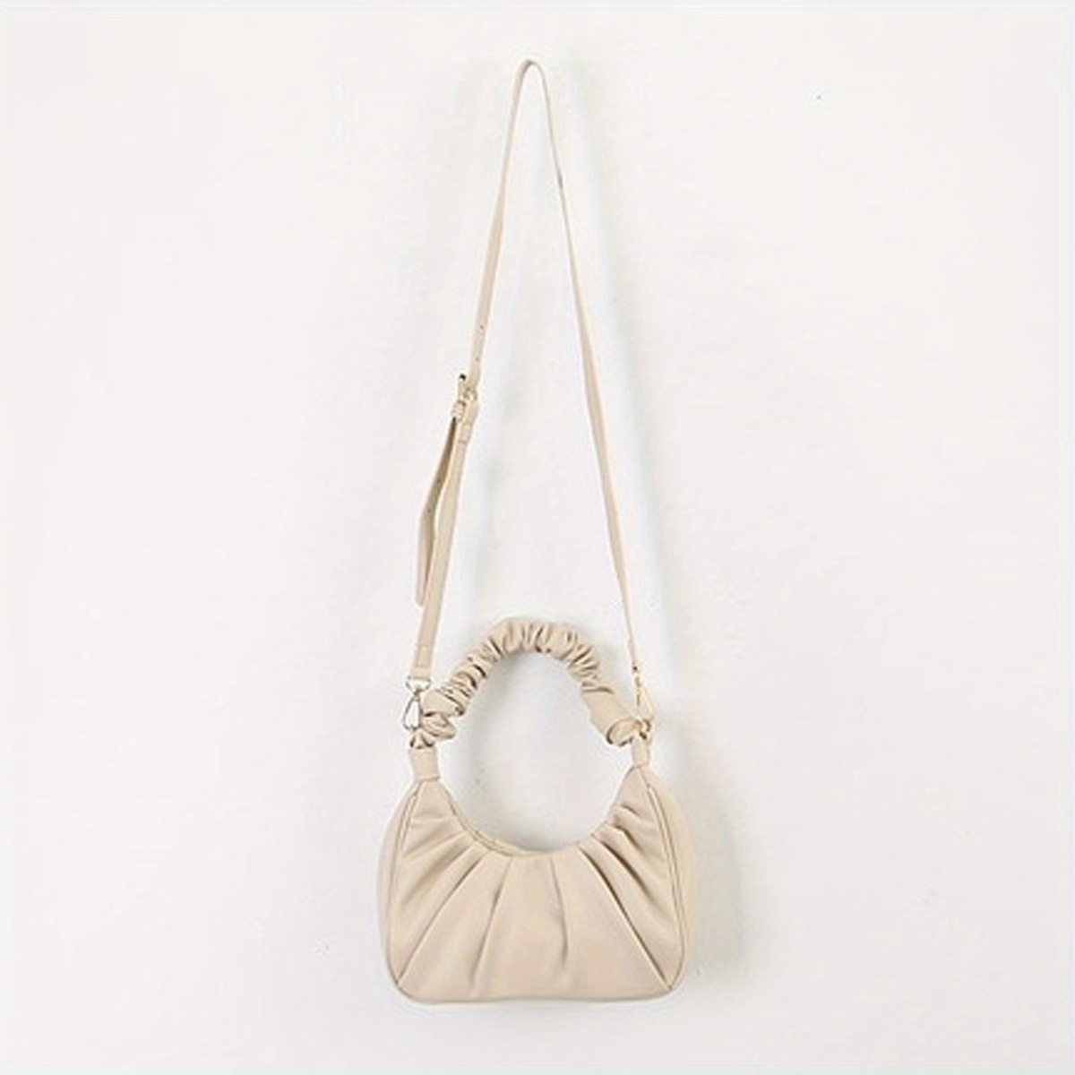 Minimalist Ruched Handbag, Solid Color Underarm Purse, Women's Soft ...