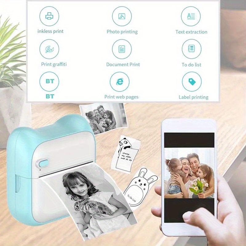 Portable Mini Pocket Printer: Wireless Bt Connection Inkless - Temu ...