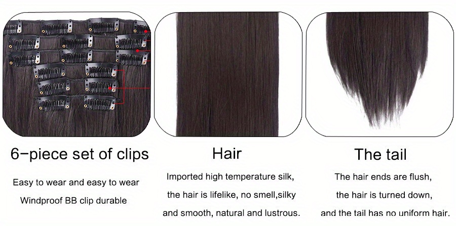 Synthetic Straight 16 Clips In Hair Extension - Temu United