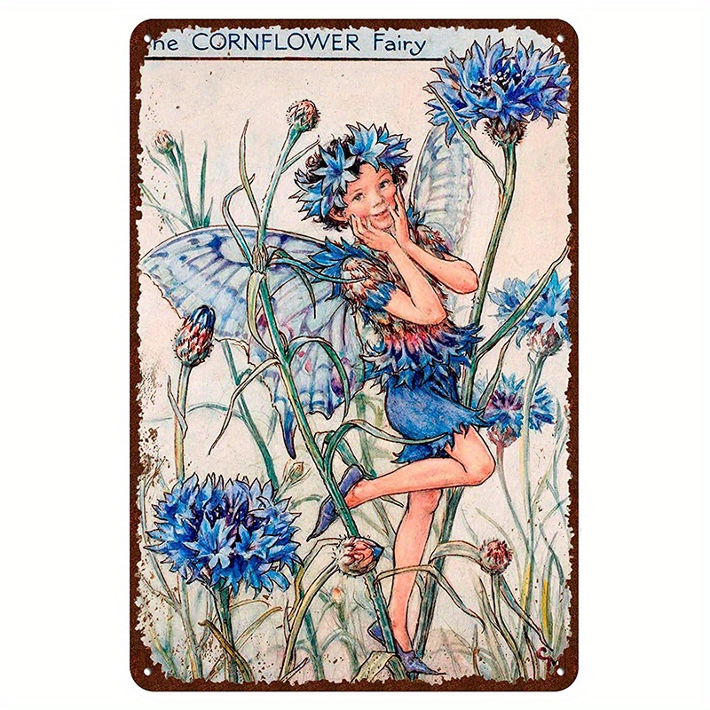 1pc Vintage Metel Tin Sign The Cornflower Fairy Flower Fairy Sign ...