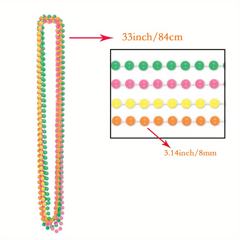 Neon Plastic Bead Necklaces Retro 80s Fancy Dress Disco - Temu Australia