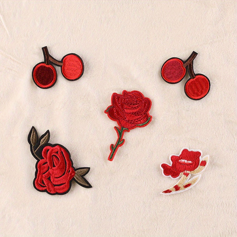 Embroidered Flower Cherry Badge Patches Diy Clothing - Temu Portugal