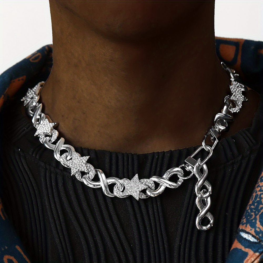 1pc Trend Exquisite Stars Cuban Chain Necklace Ice Out - Temu Australia