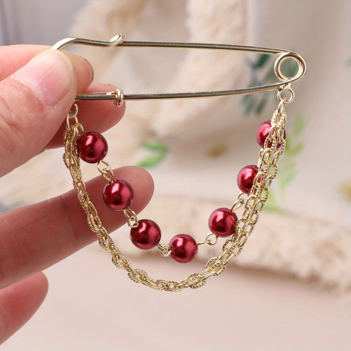 pearls pendant safety pin 304 stainless steel simple - Temu United Arab ...