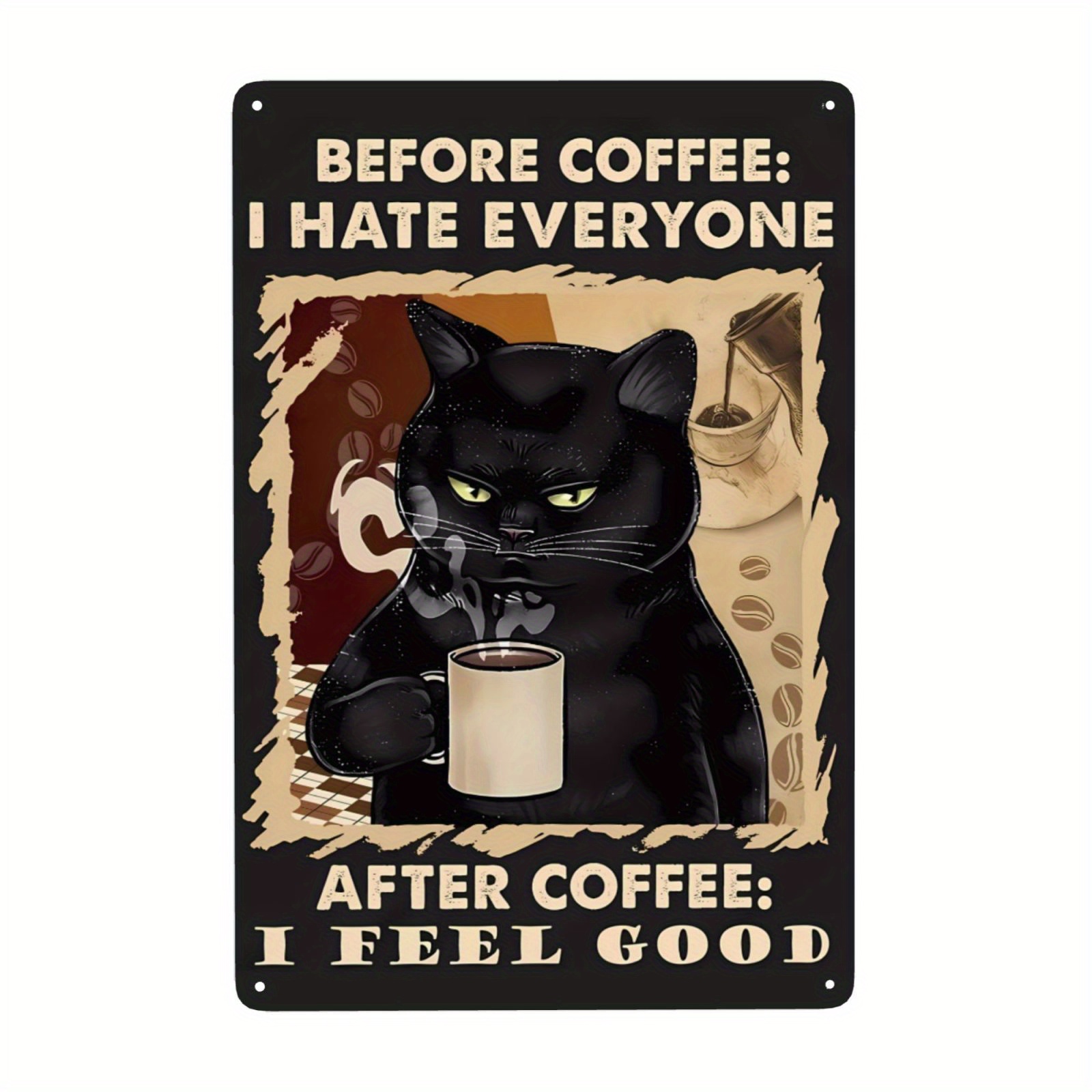 1pc Cat Coffee Decor Signs Vintage Kitty Kitchen Coffee Tin Signs ...