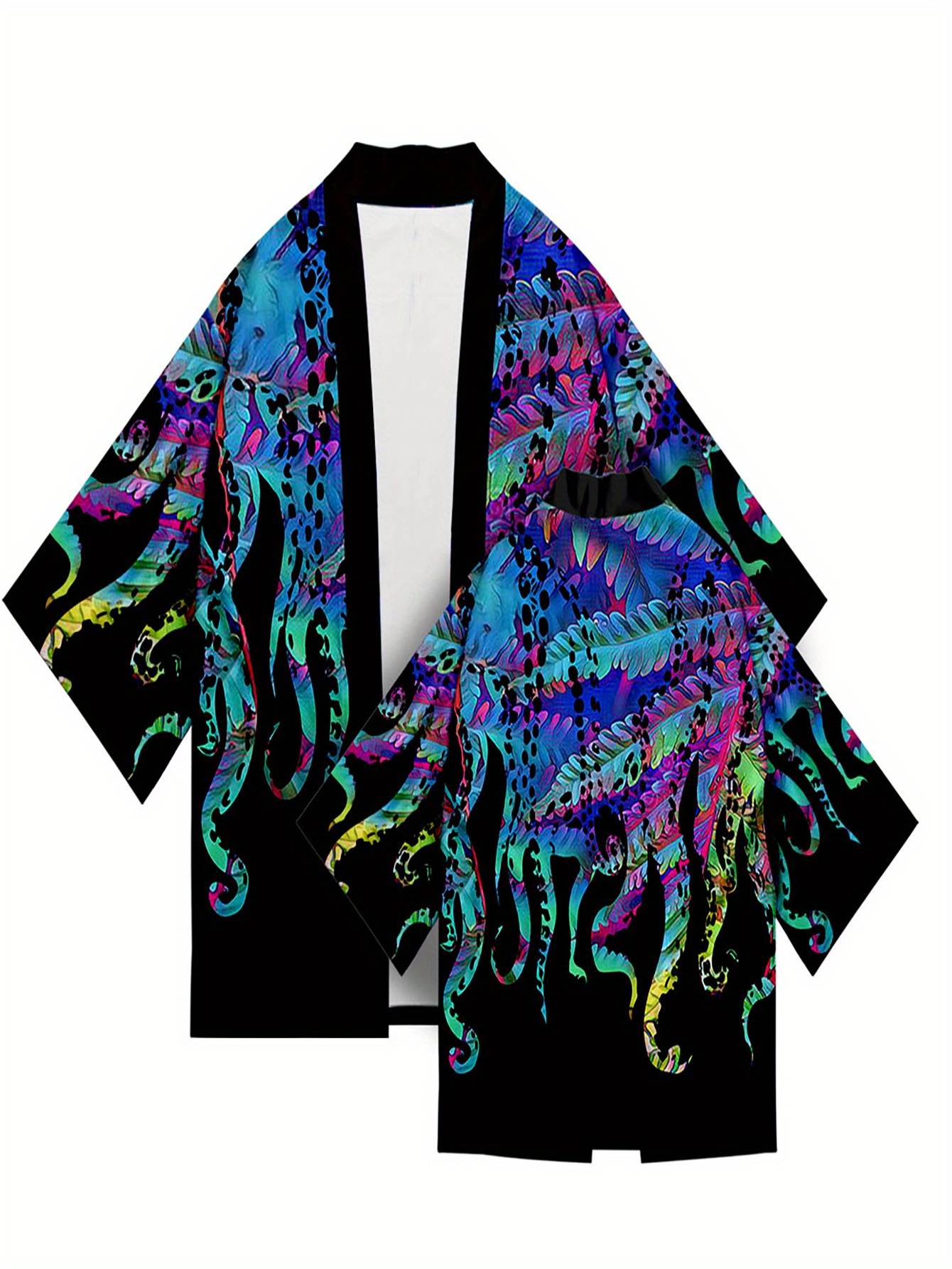 Octopus Kimono Jackets Casual Open Front Coat Lightweight - Temu Australia
