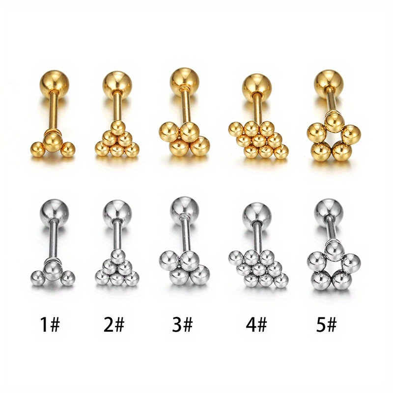 Stainless Steel Ball Stud Earring Fashionable Body Piercing - Temu ...