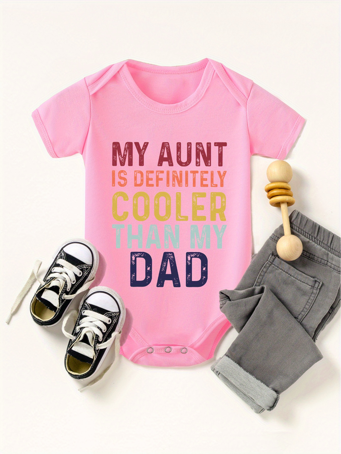 Baby Girls Boys Casual " Aunt Definitely Cooler Dad" Short - Temu South ...