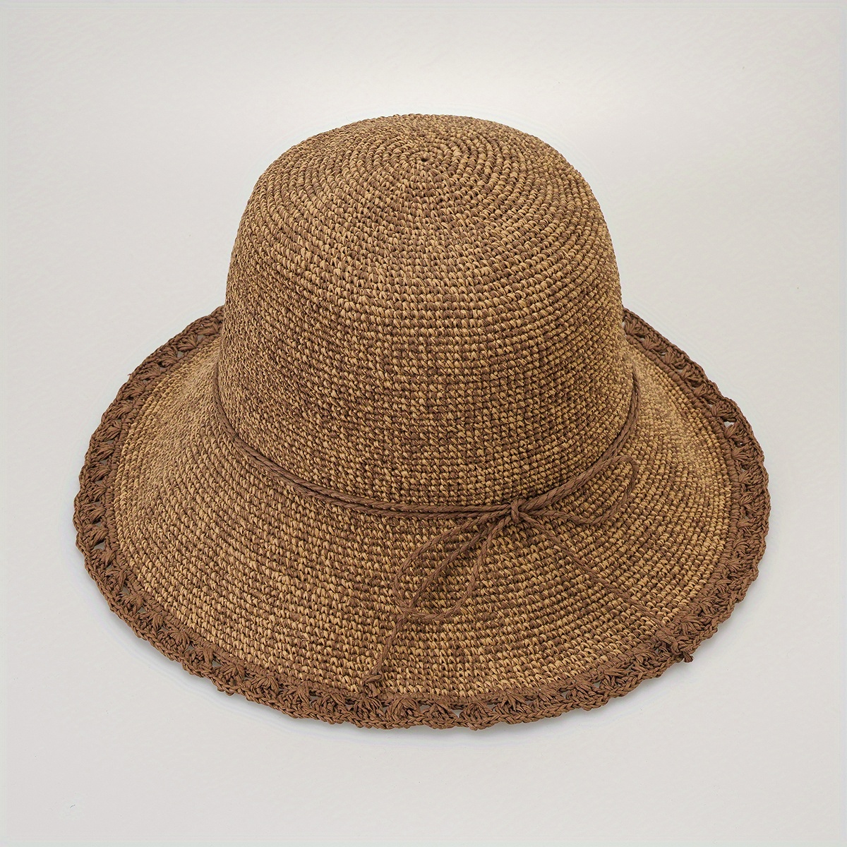 Coffee Crochet Bowknot Bucket Hat Travel - Temu New Zealand