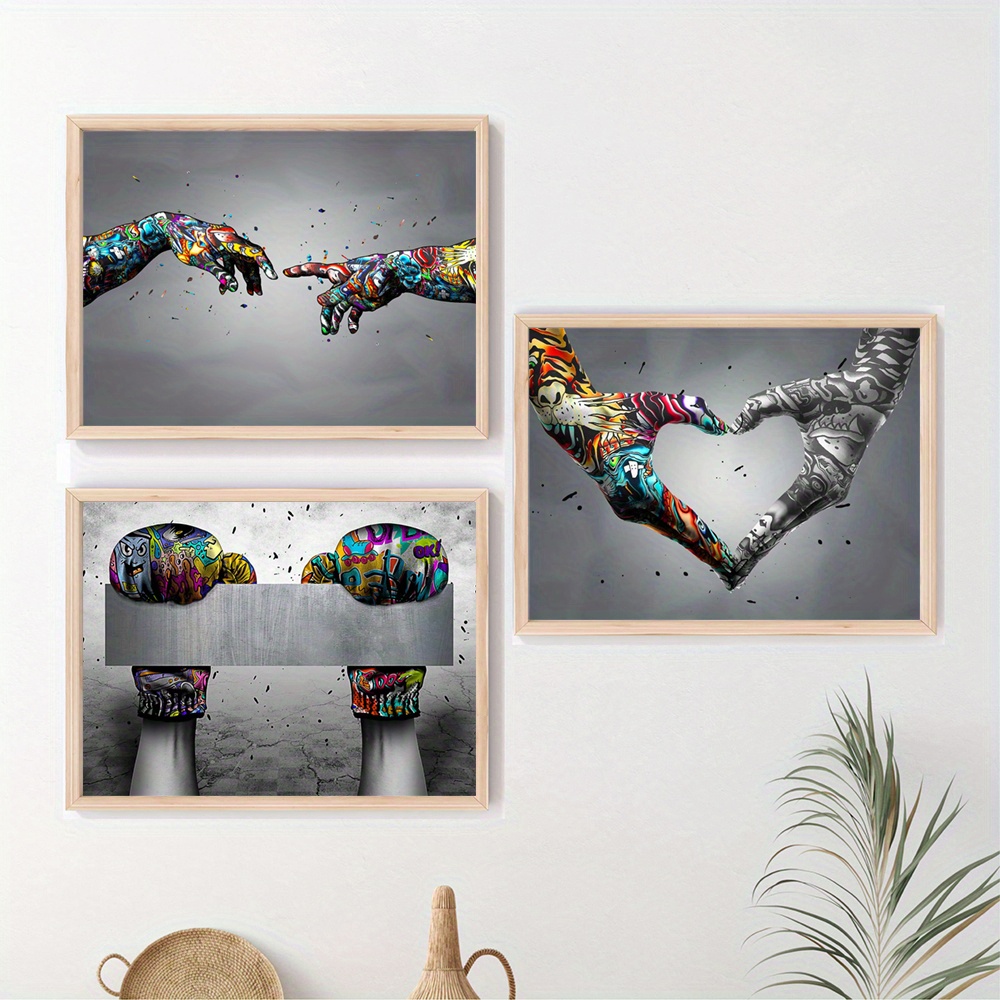Hd Prints Canvas Poster Lover Hands Street Graffiti Poster - Temu