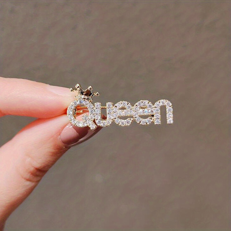 Rhinestone Letter Queen Brooches Pins Corsage Scarf Clips Safety Pin ...
