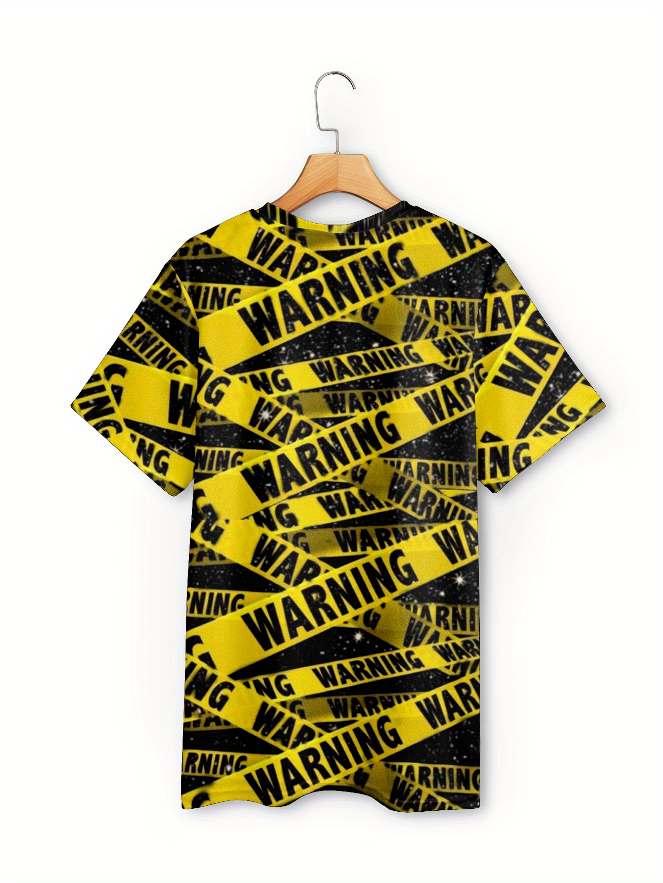 Men's Plus Size Warning Lines Graphic Tees Summer Oversized - Temu