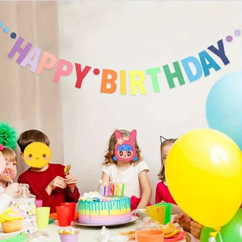 Rainbow Cardboard Banner Gradient Color Birthday Letter Pull - Temu New ...