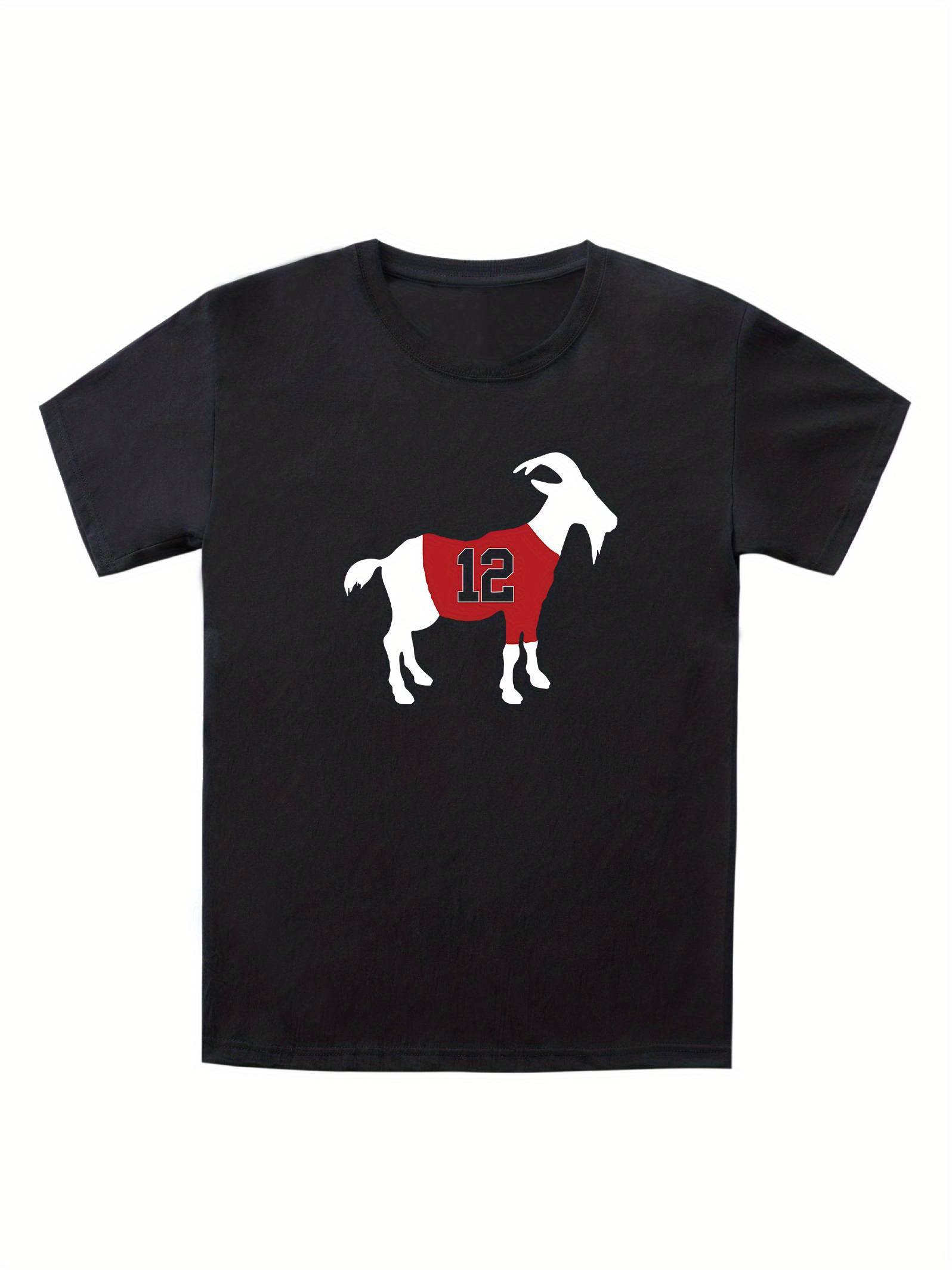 Plus Size Men's Goat In Red Graphic T-shirts Cotton Casual Sports Loose ...