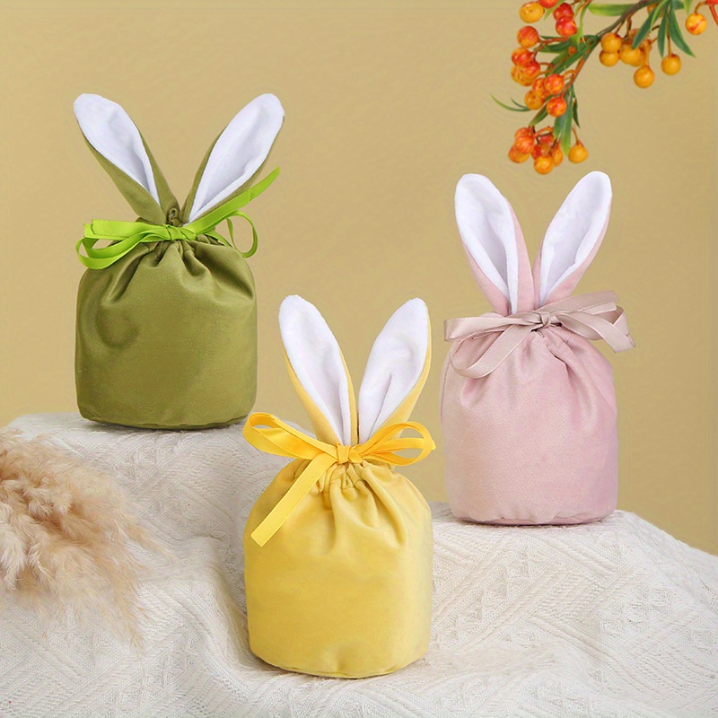 easter gift bag personalised rabbit ears velvet gift party - Temu Canada