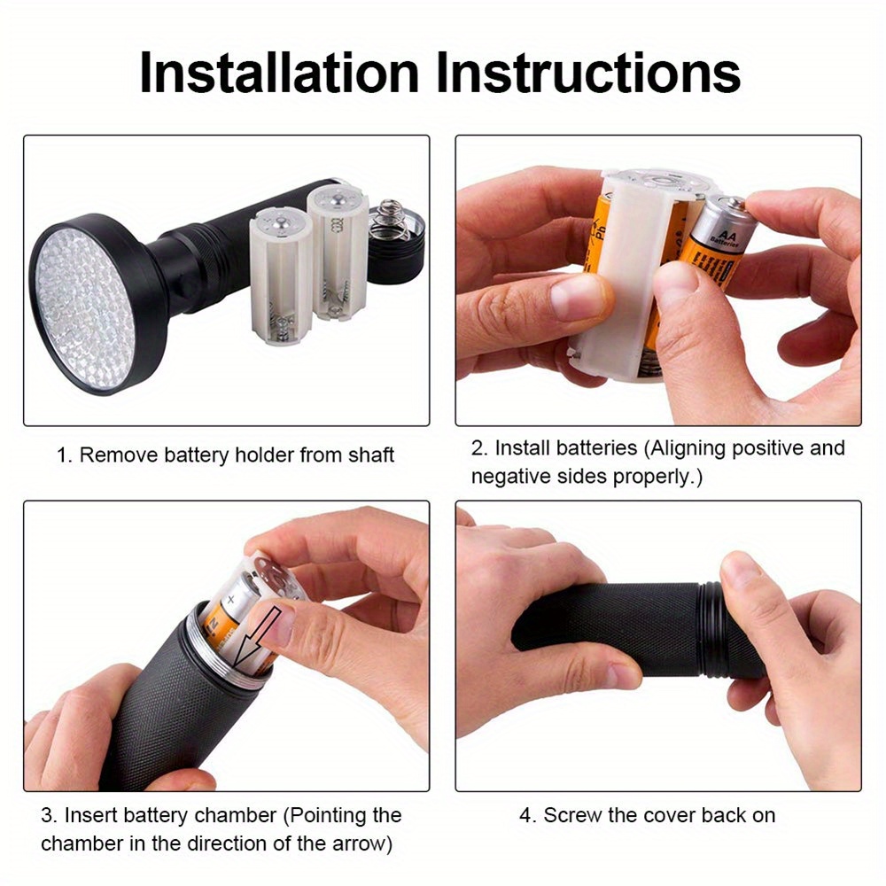 1pc Uv Black Flashlight Battery Powered Led Ultraviolet - Temu