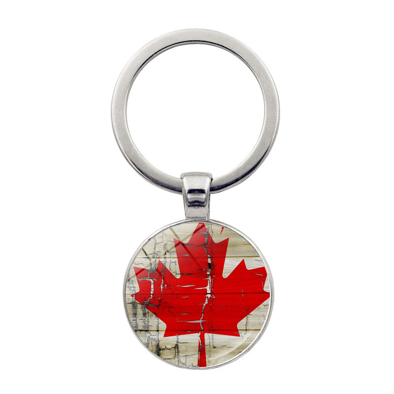 Metal Gift Canada Flag Car Key Chain Cabochon Maple Leaf Bag - Temu ...