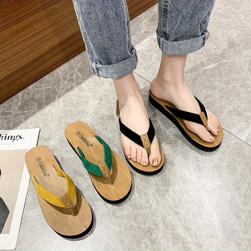 Women's Platform Flip Flops Open Toe Round Toe Slippers - Temu Norway