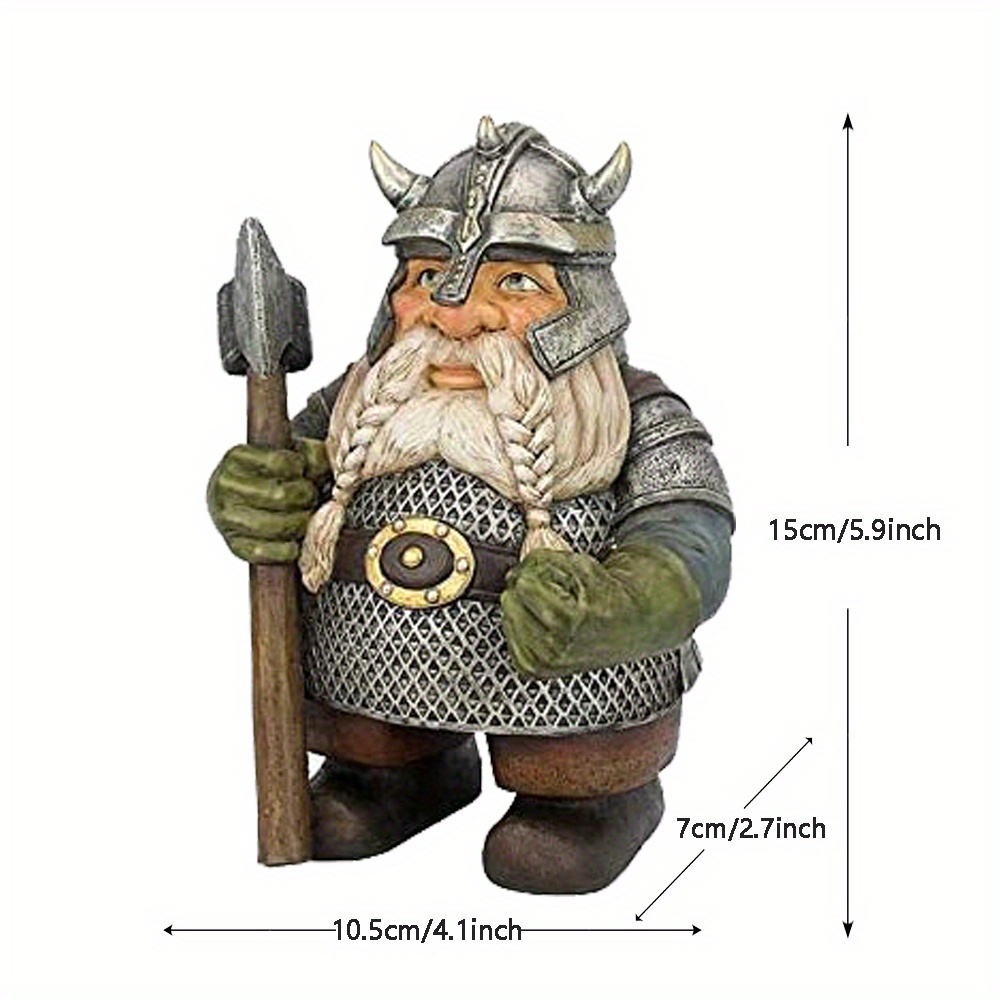 Viking Dwarf Gnome Statue Decor Viking Dwarf W/ Axe Hammer - Temu