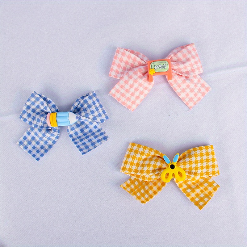 Plaided Bow Decor Hair Clip Cartoon Decor French Barrette - Temu Australia